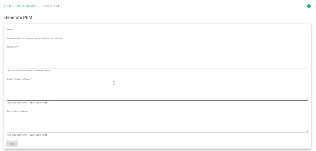 LSLB | SSL Certificates | Generate PEM - SKUDONET